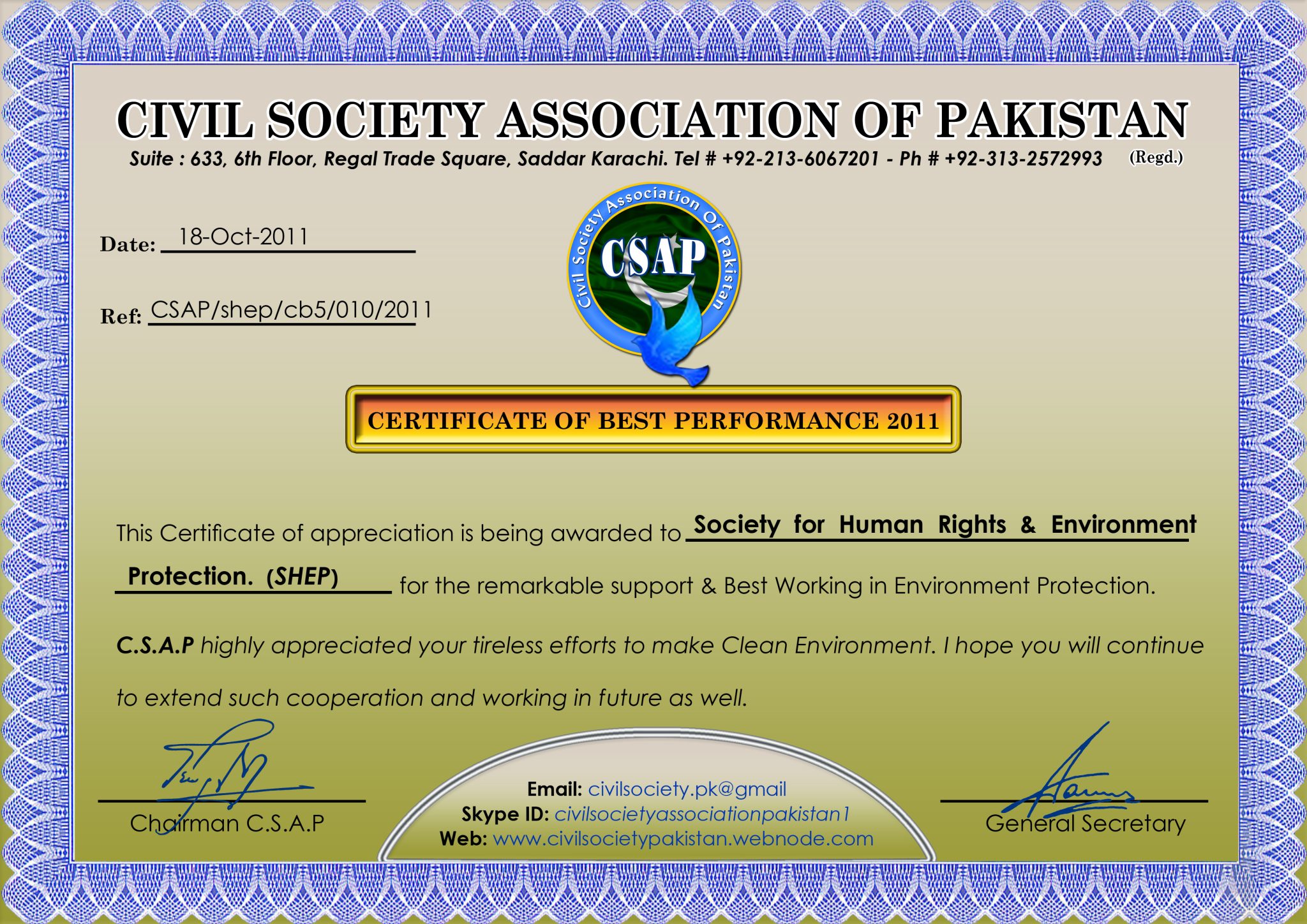 Certification – SHEP NGO